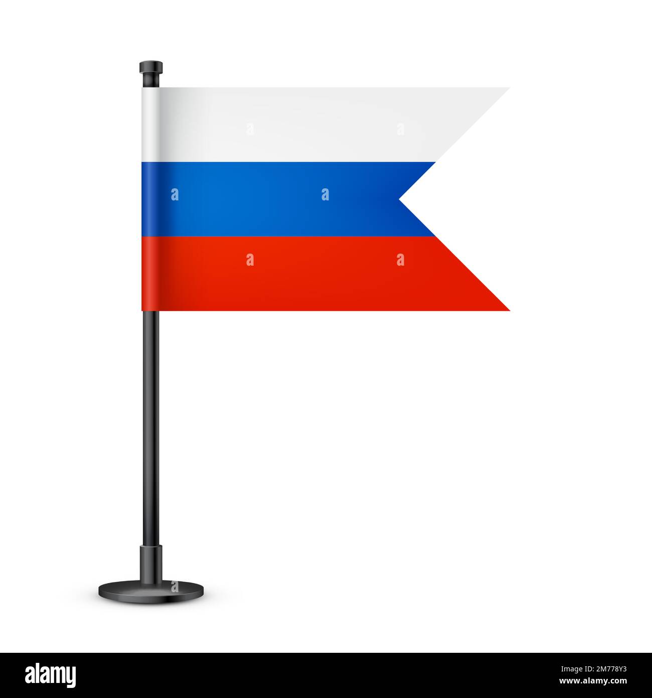 Realistic Russian table flag on a black steel pole. Souvenir from ...