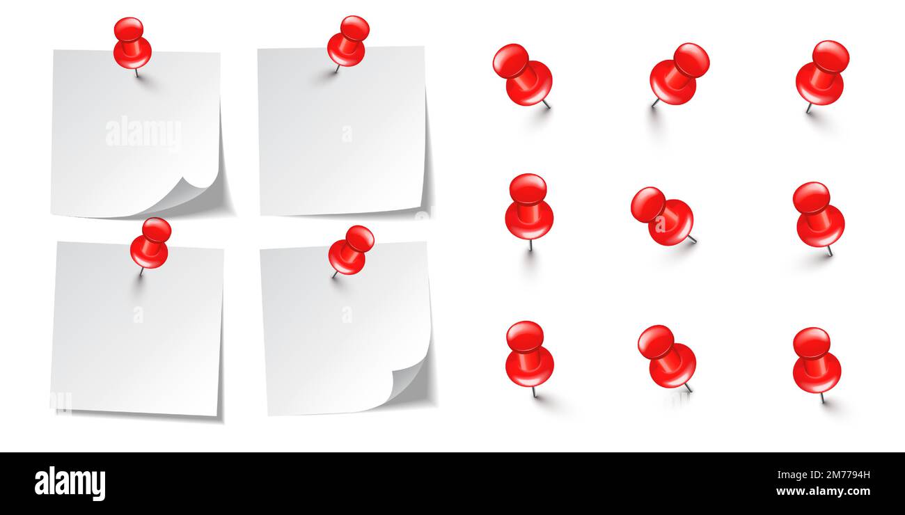 Realistic blank sticky notes isolated on white background. White sheets ...