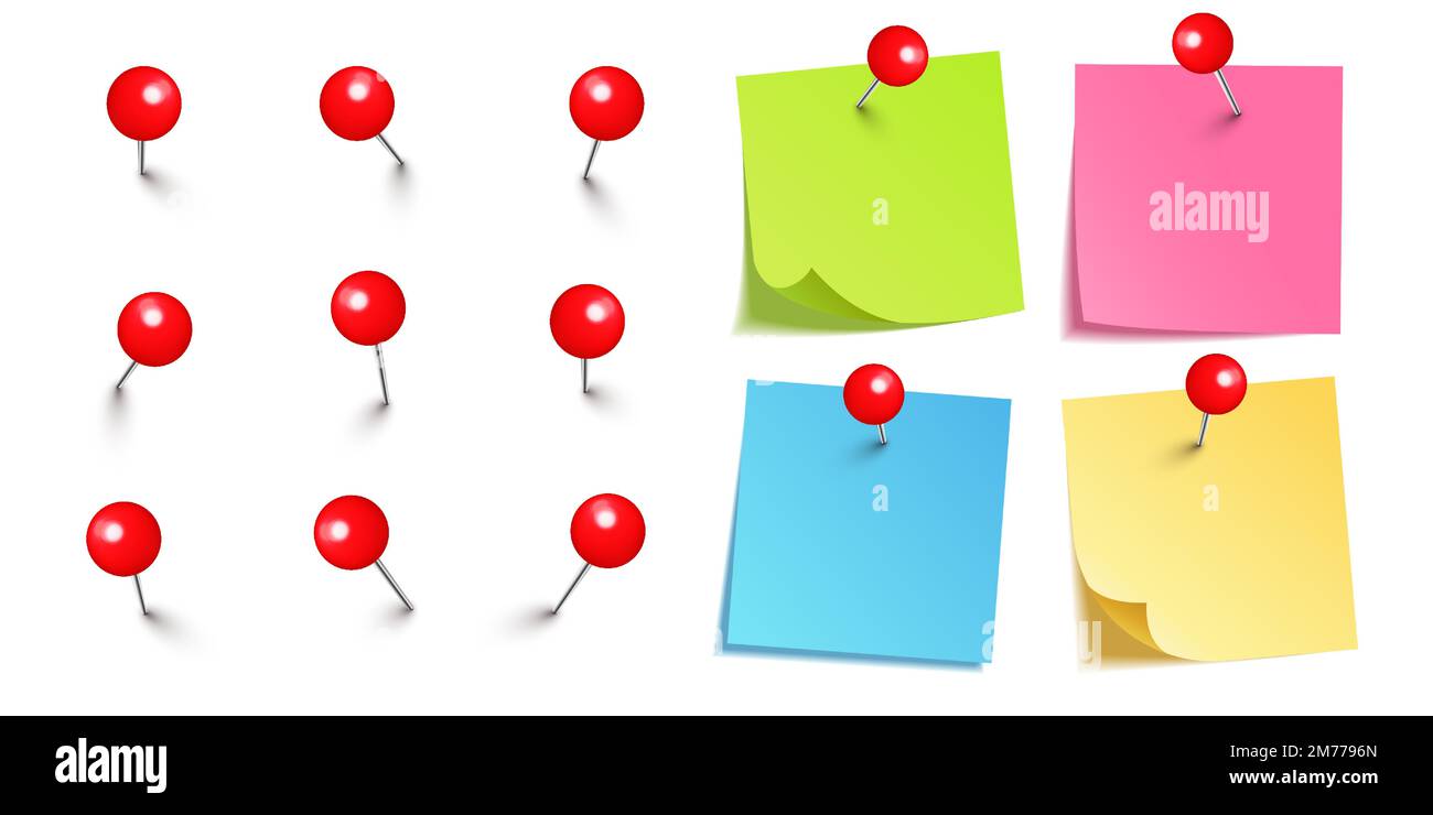 Realistic blank sticky notes isolated on white background. Colorful ...