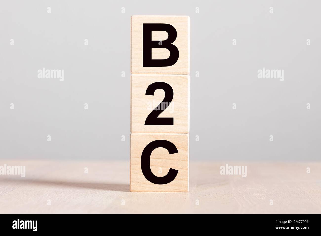 B2C acronym, business to customer client concept. Wood blocks on desk ...