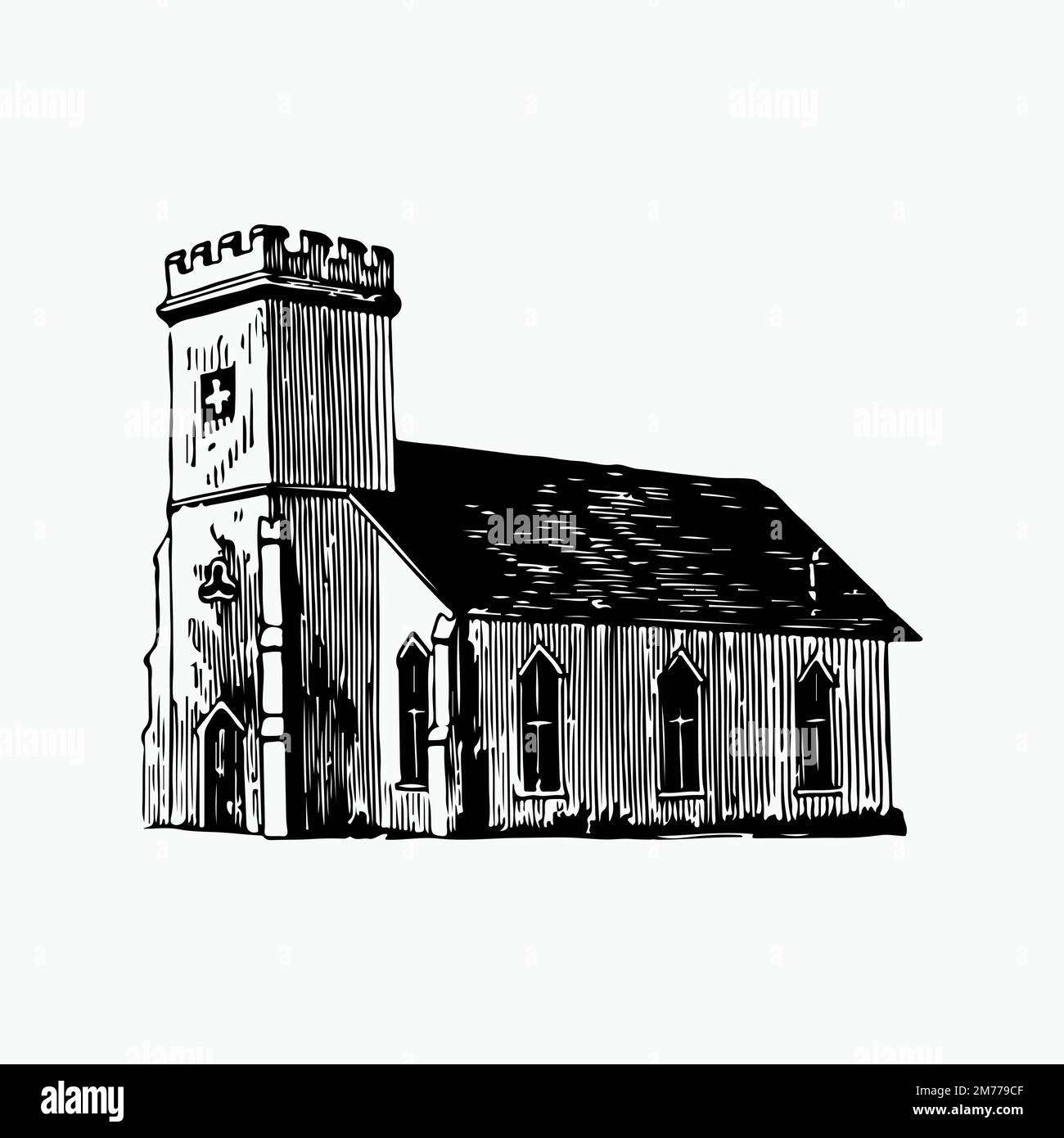 Vintage church facade Stock Vector Images - Alamy