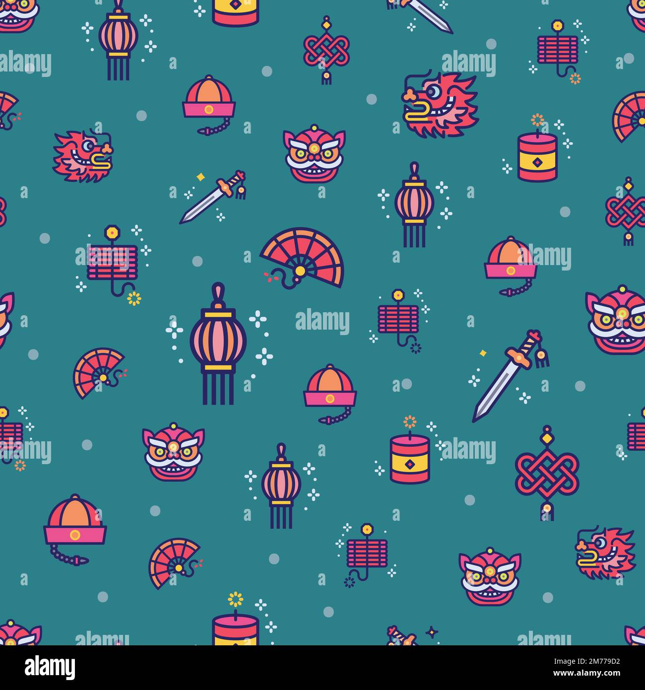 Teal vector chinese new year repeat pattern background design Stock ...