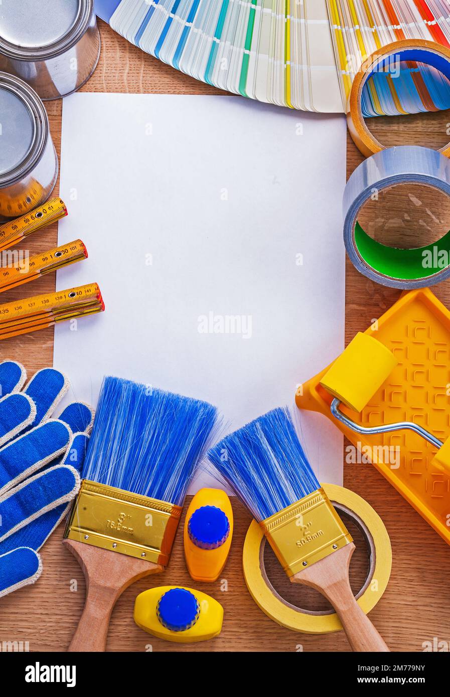 Clean paper with set of repair objects and pantone fan maintenance ...