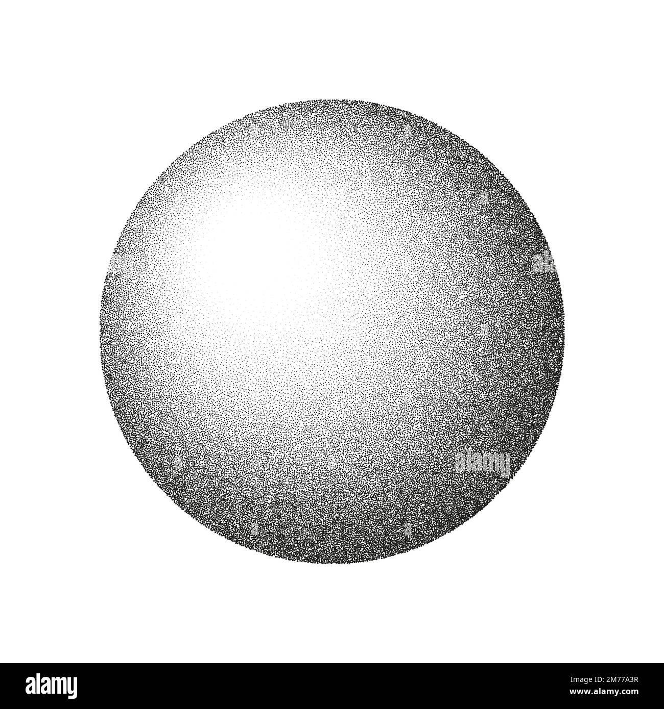 Round shaped dotted object, stipple elements. Fading gradient ...