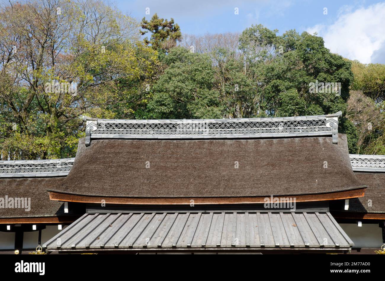 Roofs and forest in the Shimogamo Shrine. Shimogamo. Kyoto. Japan Stock ...
