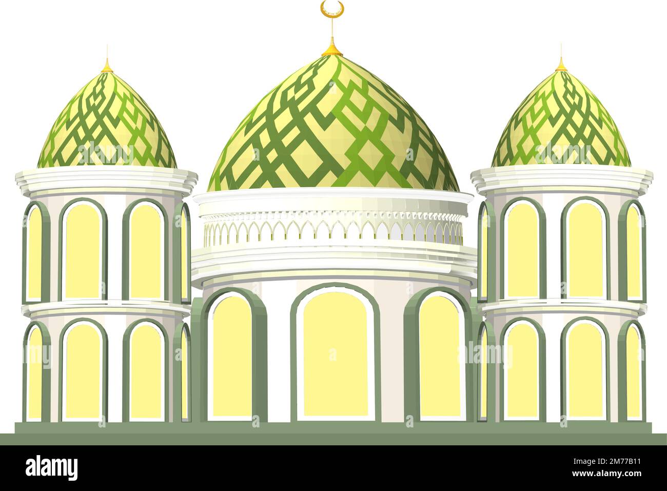 Street go to mosque in natural landscape background. Islamic greetings ...