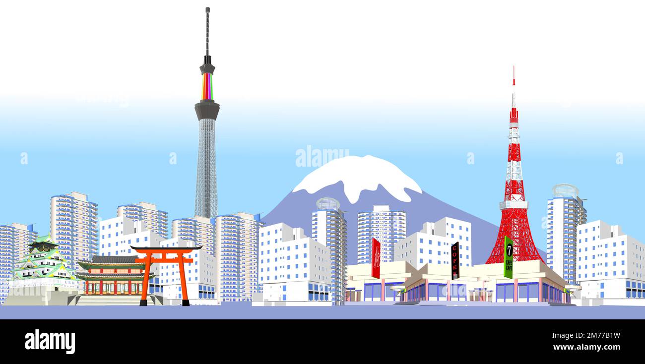 Tokyo city night skyline. Vector silhouette illustration Stock Vector ...