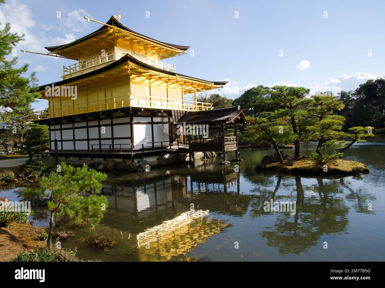 Kinkaku ji golden pavilion temple reflected hi-res stock photography ...