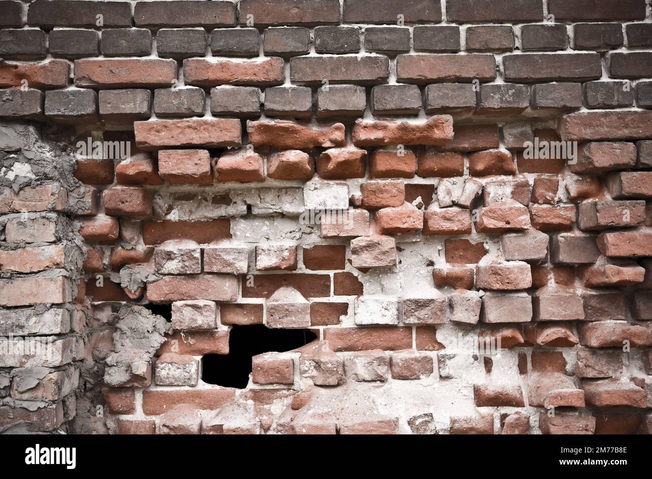 old destroyed brick wall Stock Photo - Alamy