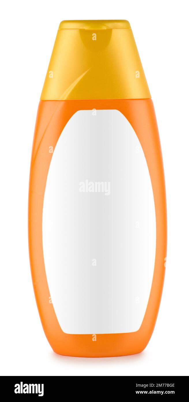 orange bottle of shampoo isolated Stock Photo - Alamy