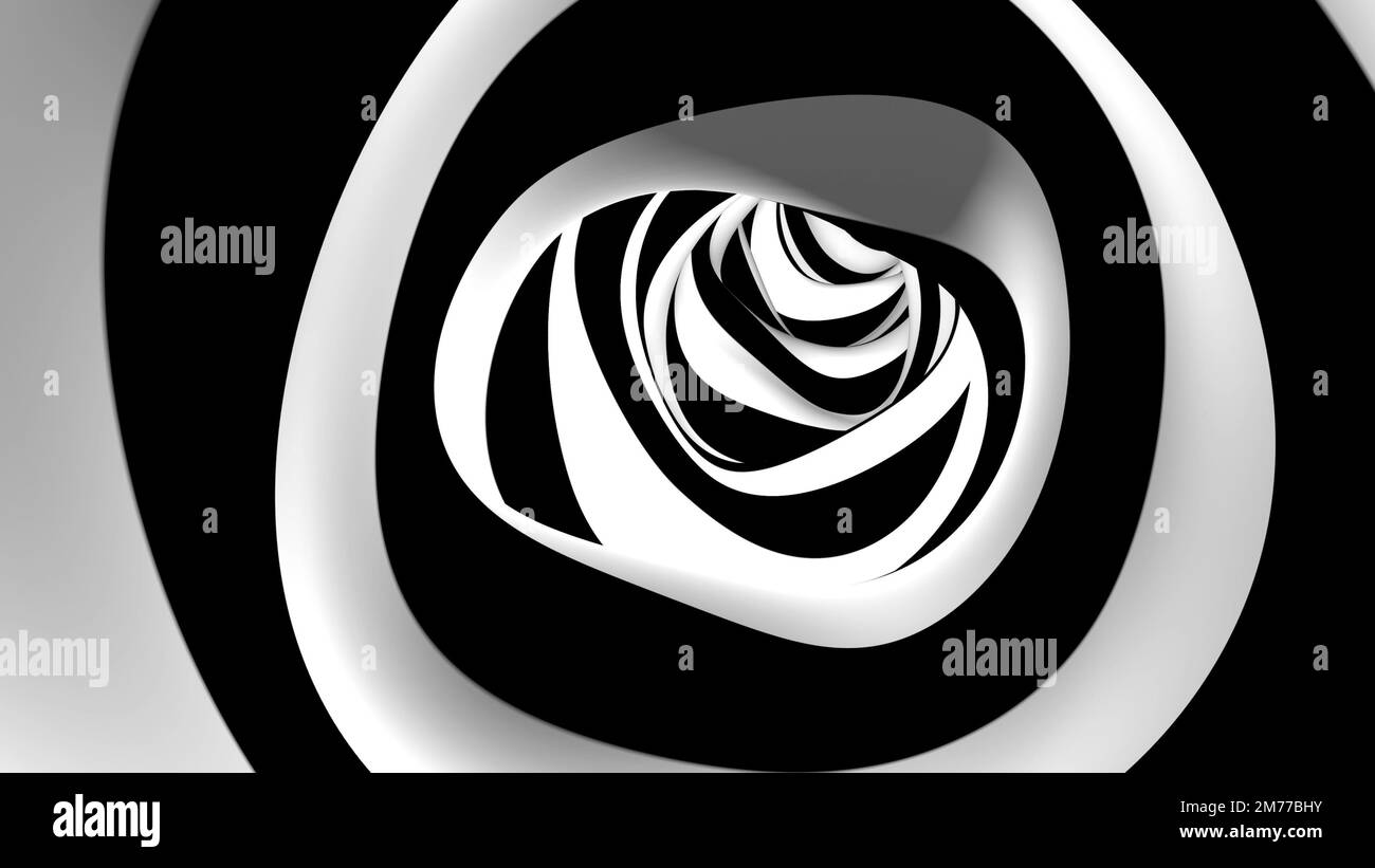 Tunnel of black and white stripes intro 3d render Stock Photo - Alamy
