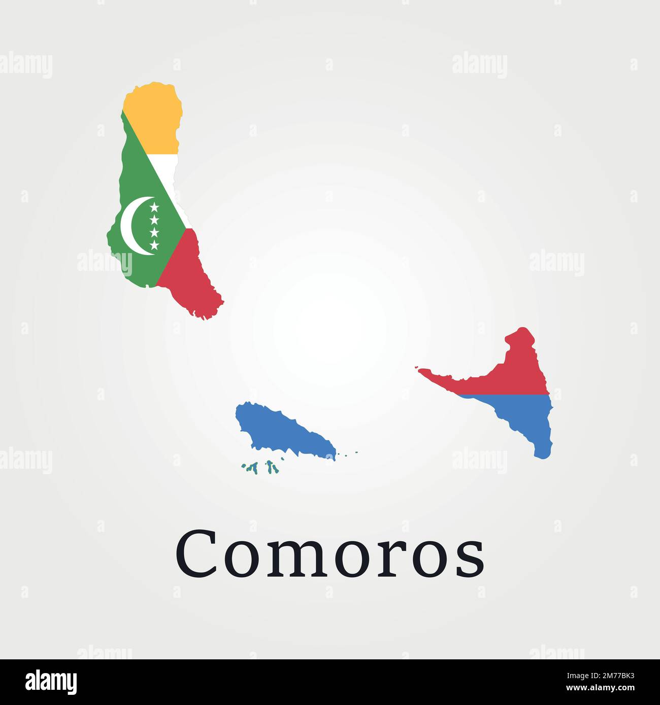 Comoros Map Flag. Map of Comoros with the Comorian country banner. Vector Illustration Stock ...