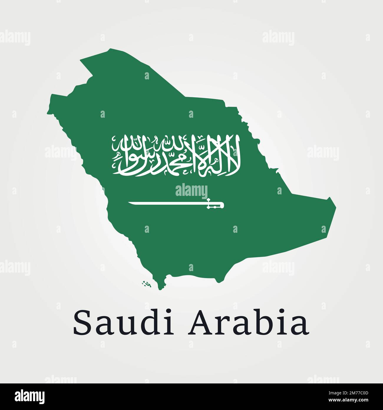 Map Of Saudi Arabia With Flag As Texture Isolated On Grey Background ...