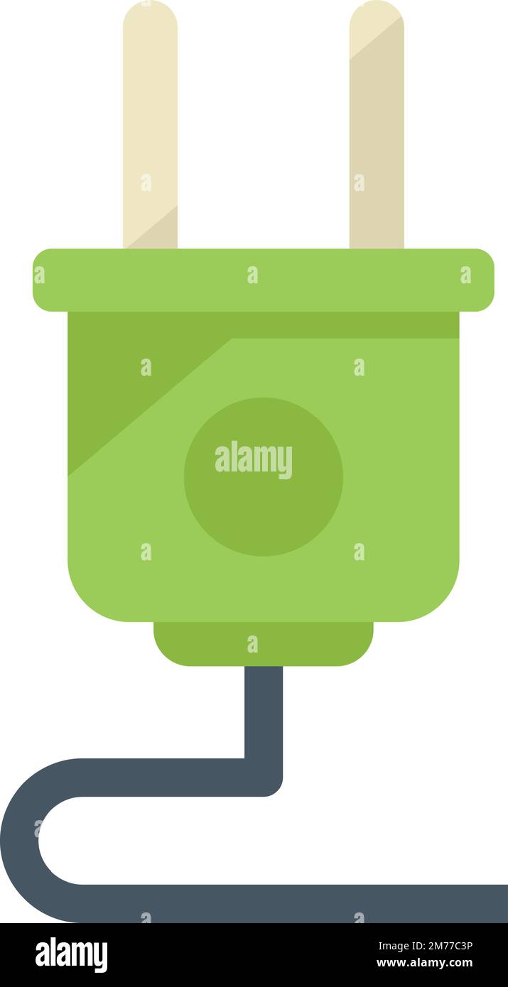 Save energy plug icon flat vector. Engineer care. Digital resource ...