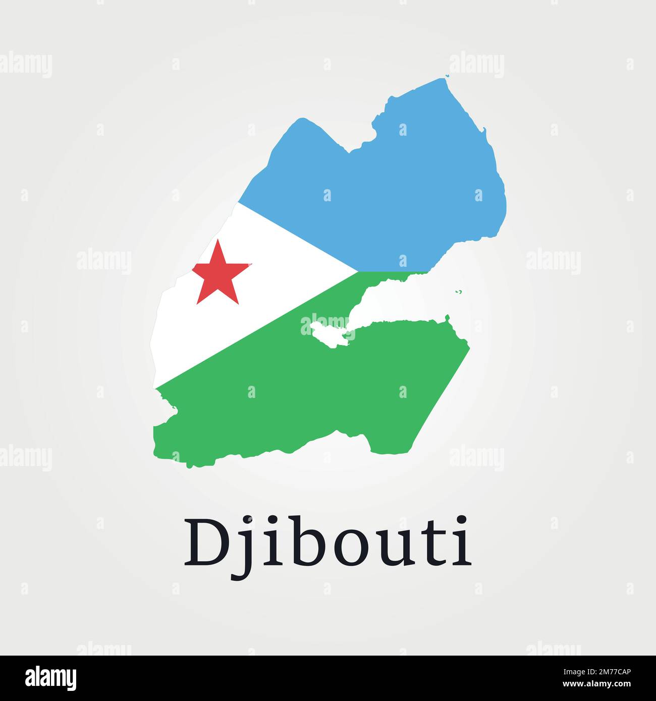 Djibouti detailed map with flag of country. Painted in watercolor paint ...