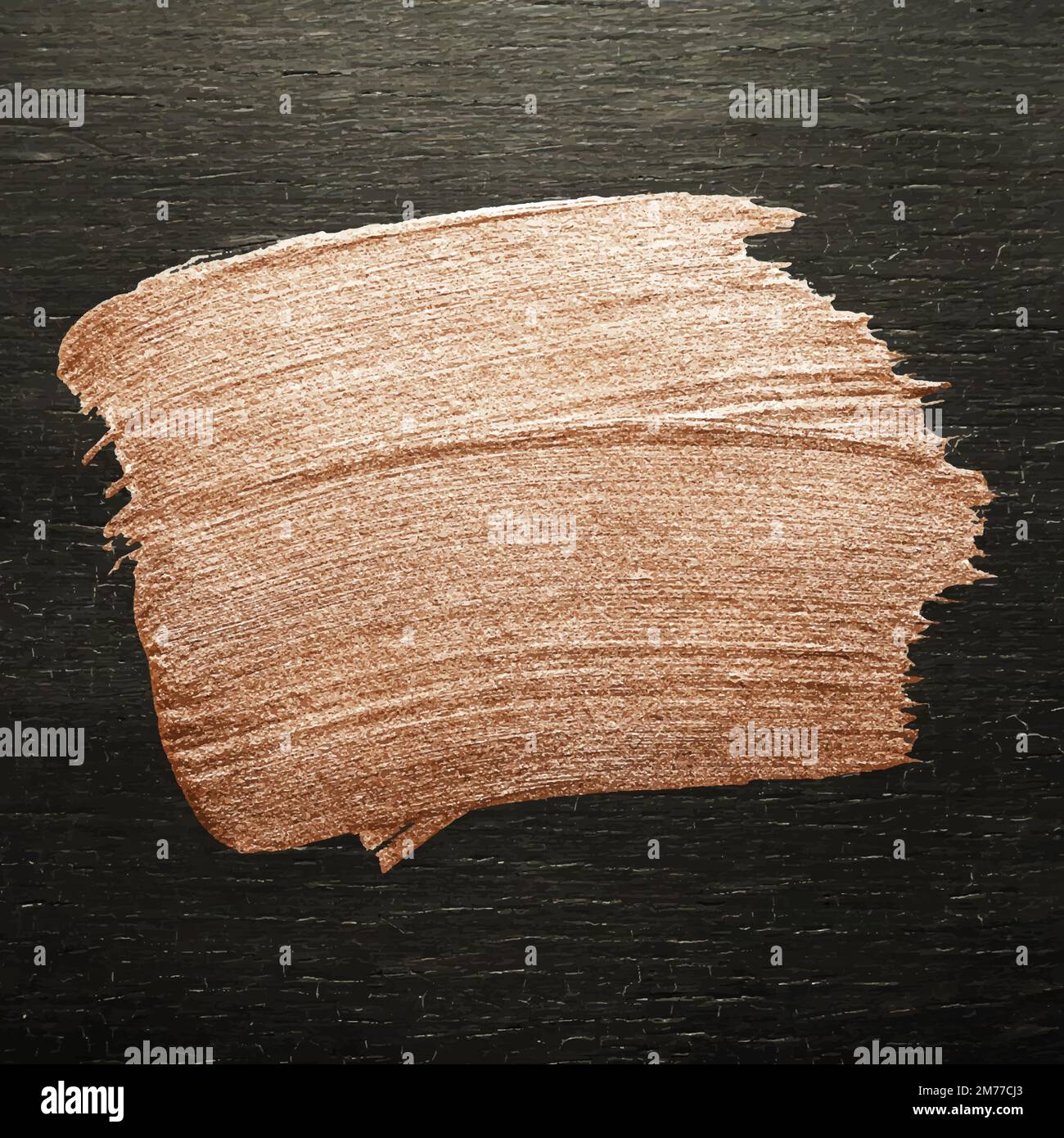 Rose gold oil paint brush stroke texture on a colored wood background ...