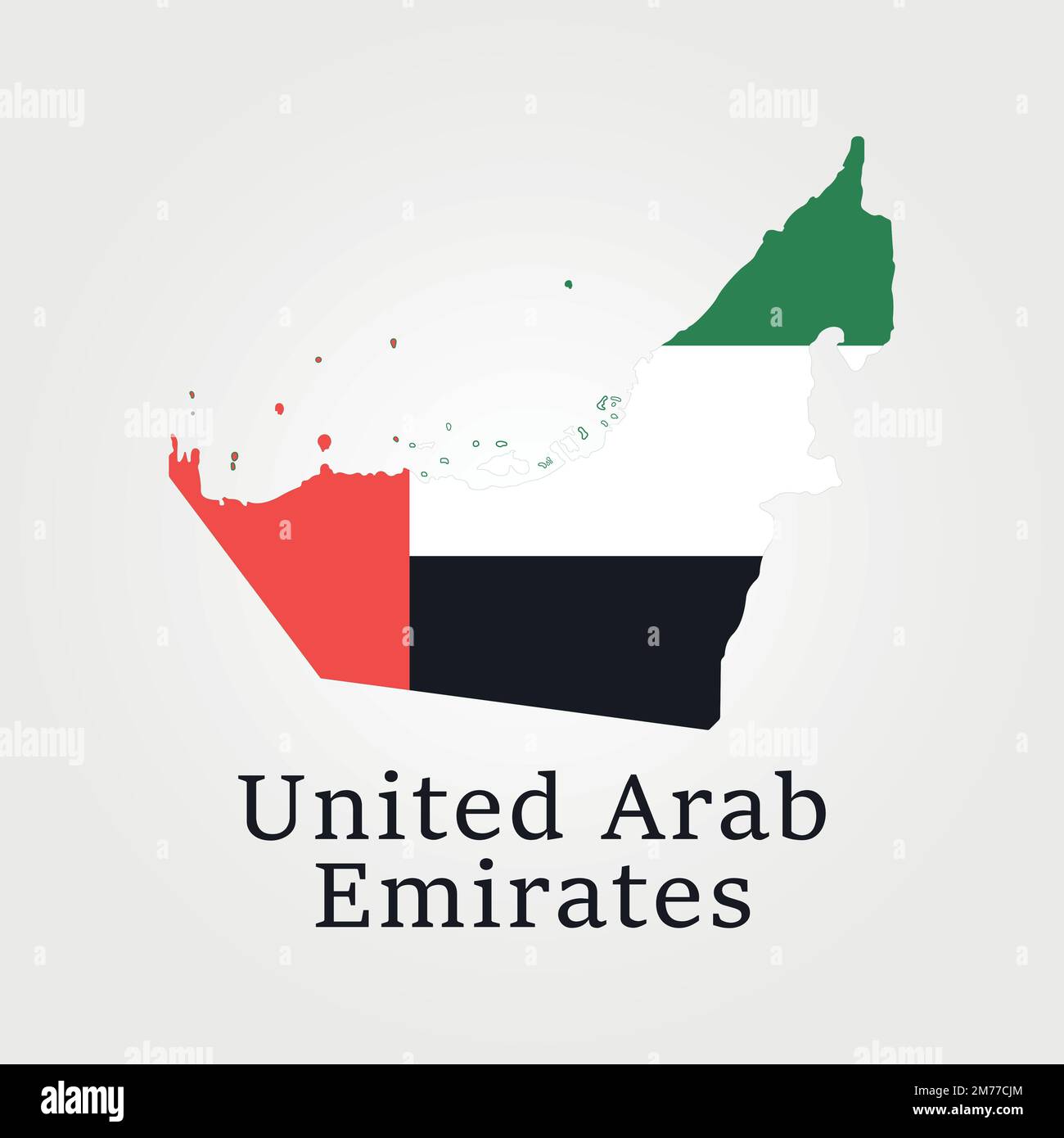 United Arab Emirates Map And Flag Highly Detailed Vector Illustration