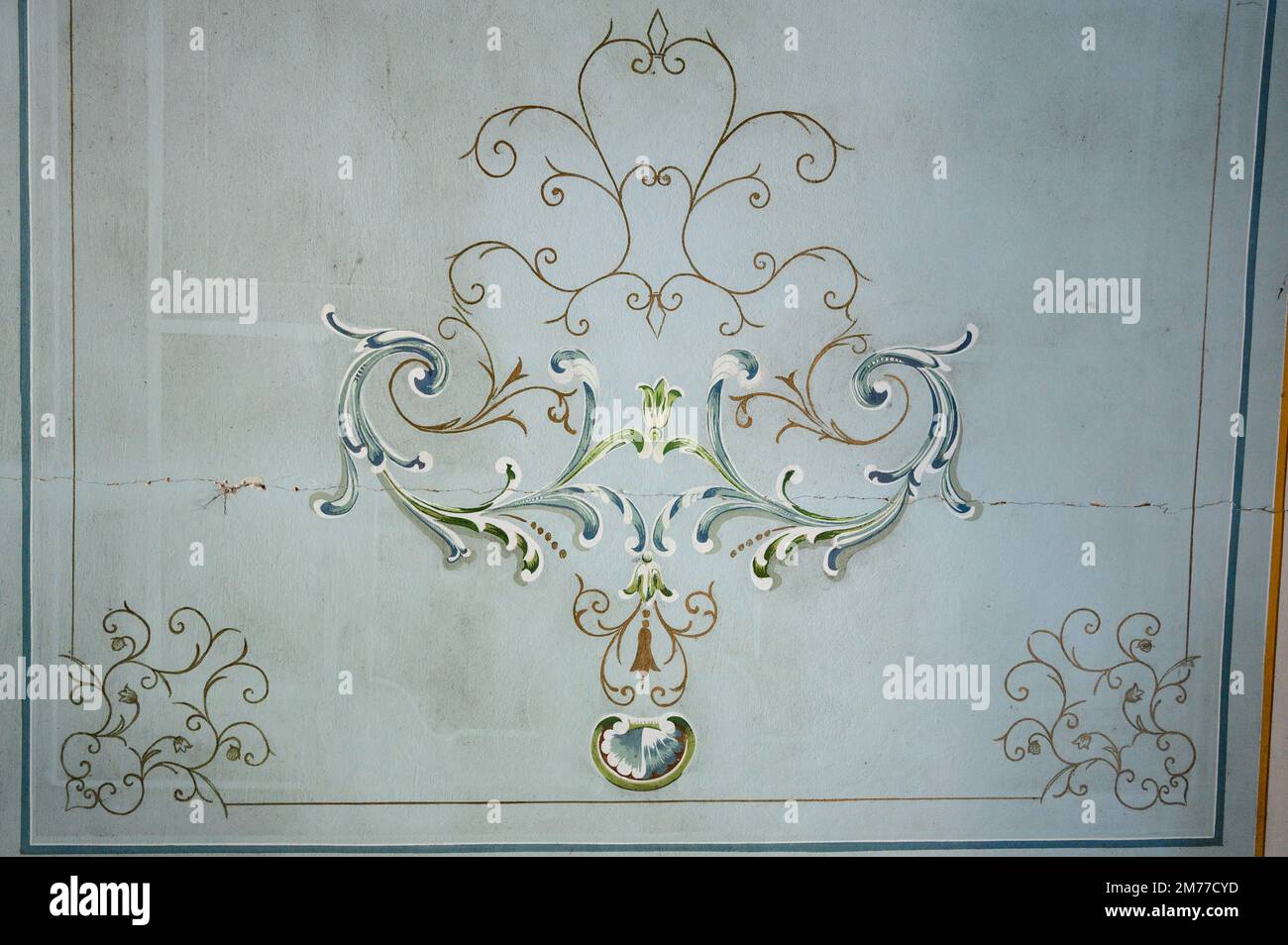 Old patterns from the interior of an abandoned building, painted ...