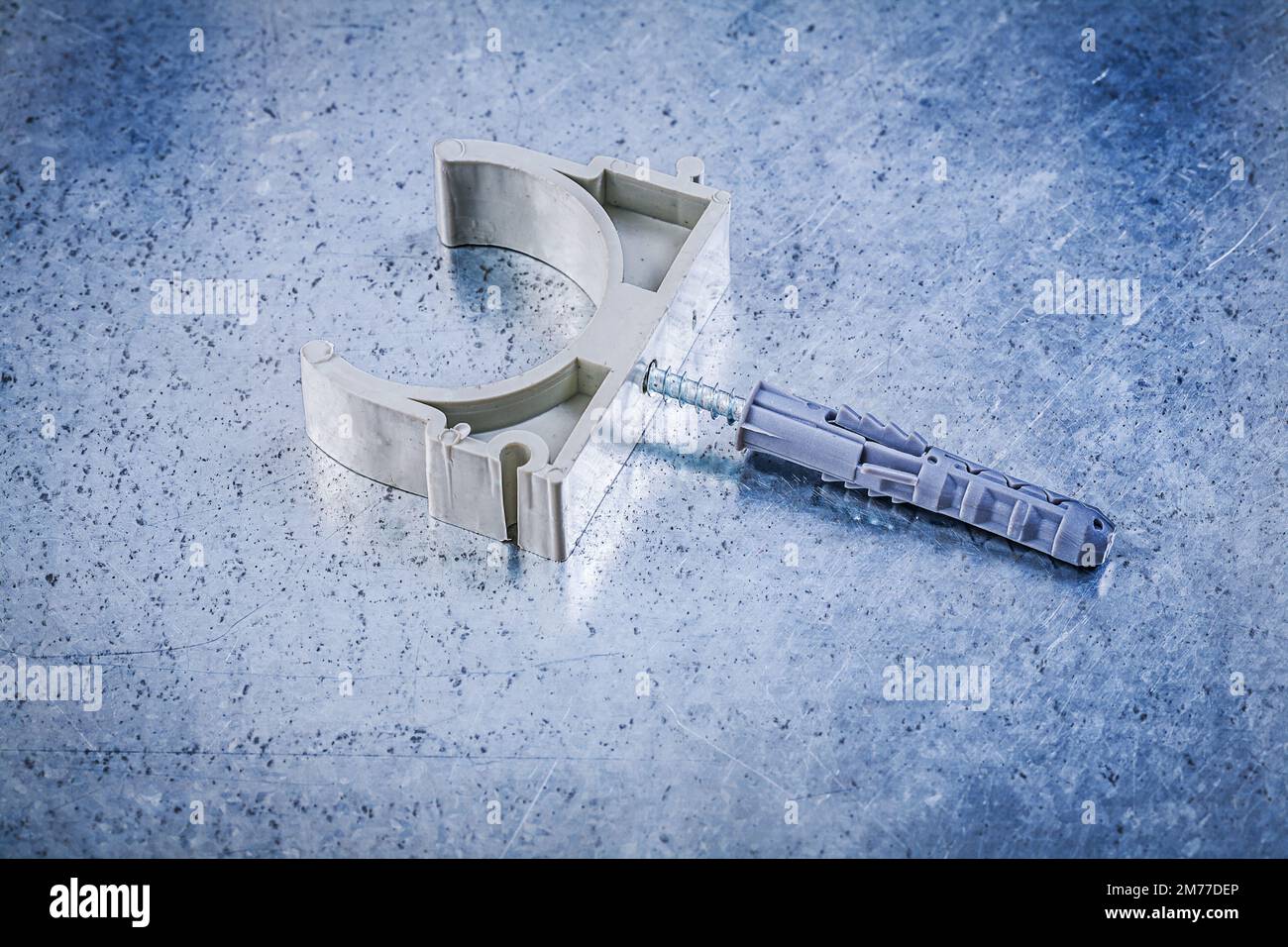 Pvc water pipe fixtures on metallic background construction concept ...