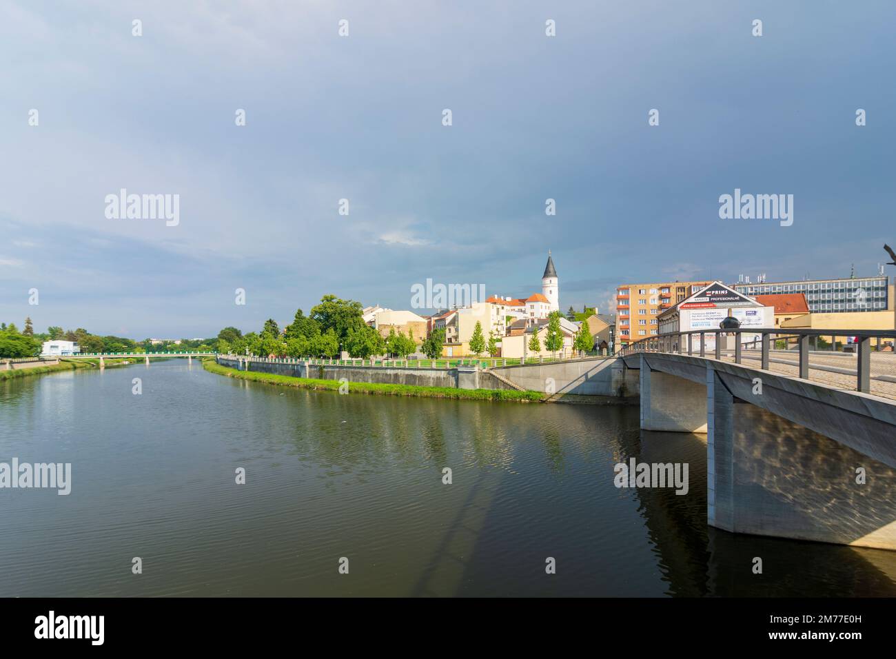Prerov (Prerau) : river Becva (Betschwa) and the historical centre in ...