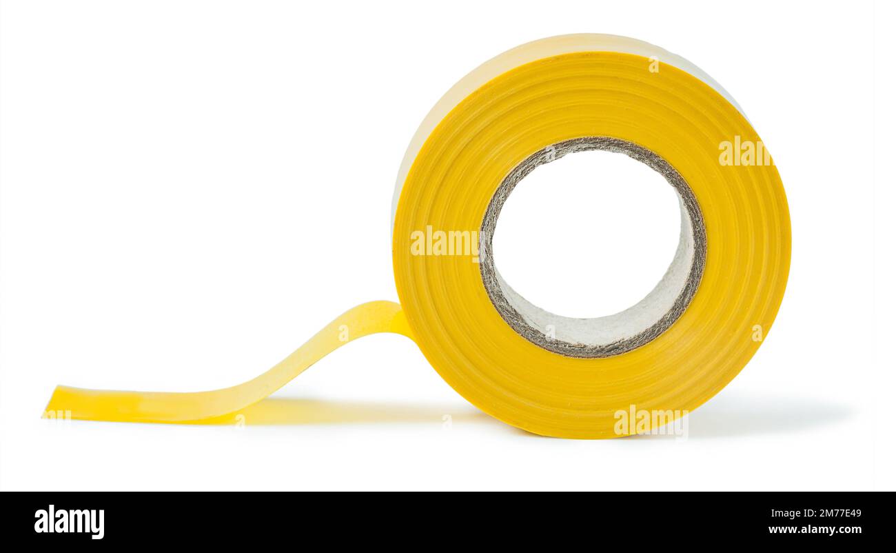 roll of yellow insulation tape isolated on white background Stock Photo ...
