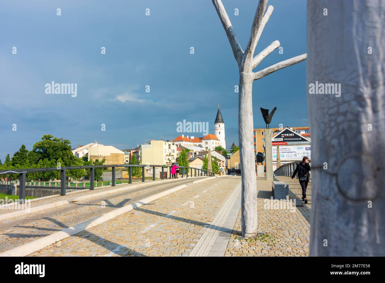 Prerov (Prerau) : bridge above river Becva (Betschwa) and the ...