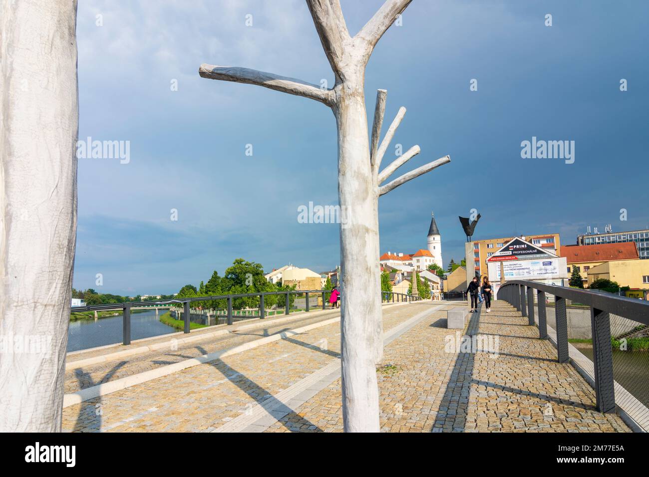Prerov (Prerau) : bridge above river Becva (Betschwa) and the ...
