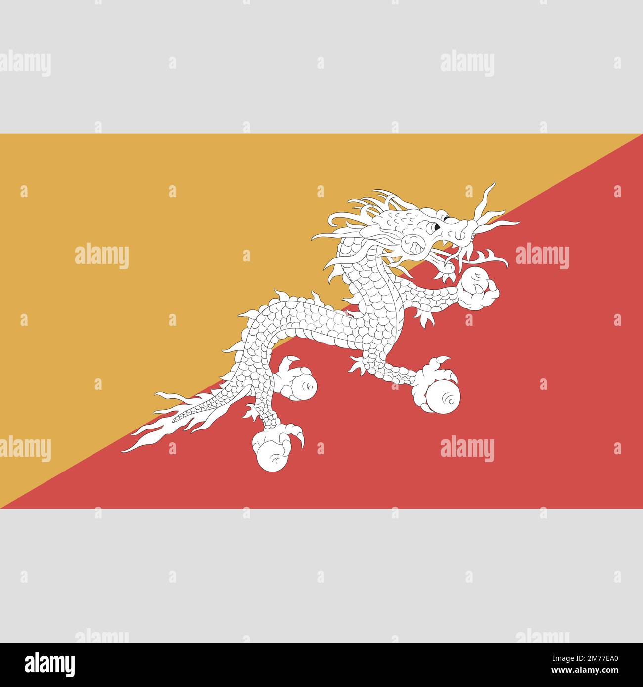 Flag of Bhutan. Accurate dimensions, element proportions and colors ...