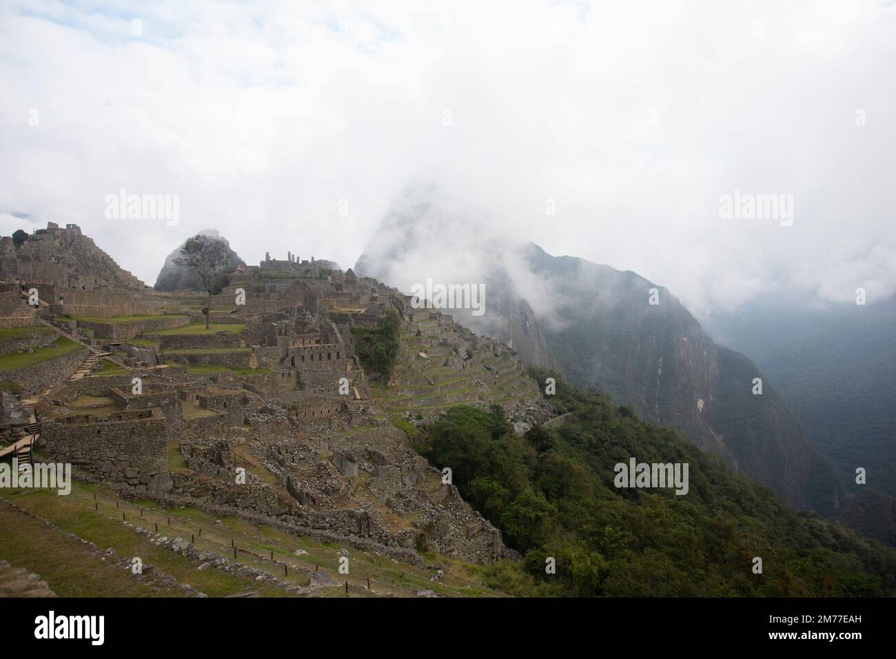Panoramic view from Machu Picchu mountain. Views of the ancient Inca ...