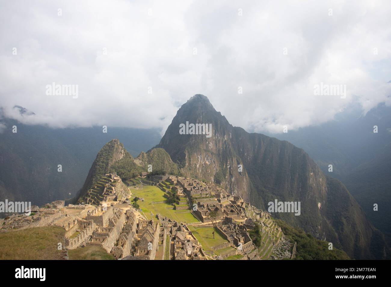 Panoramic view from Machu Picchu mountain. Views of the ancient Inca ...