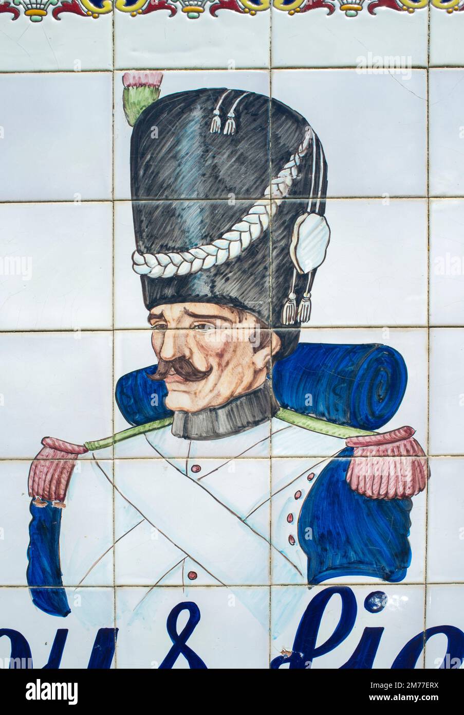 La Albuera, Spain - Jun 12th, 2021: Tile mural depicting soldiers of ...