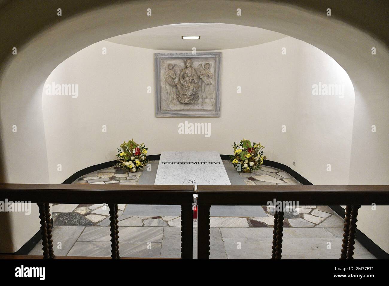 The tomb of Pope Emeritus Benedict XVI in the Vatican Grottoes, beneath ...