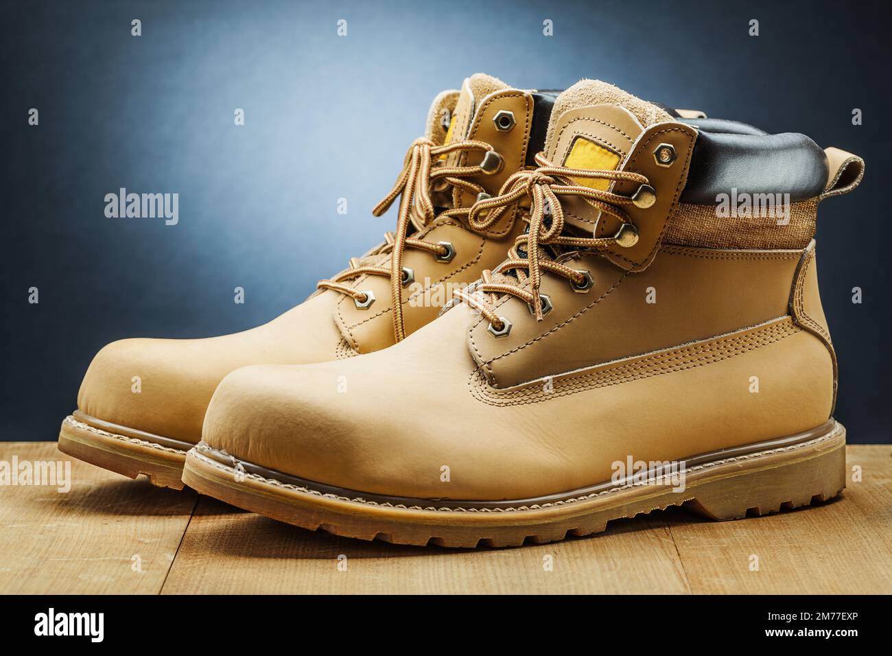 safety wear leather working boots Stock Photo - Alamy