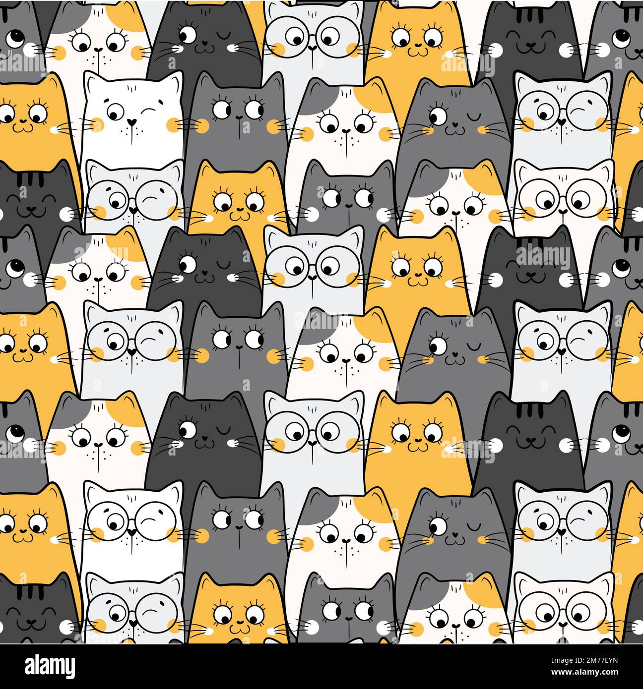 Doodle cats seamless pattern for any purposes Stock Vector Image & Art ...