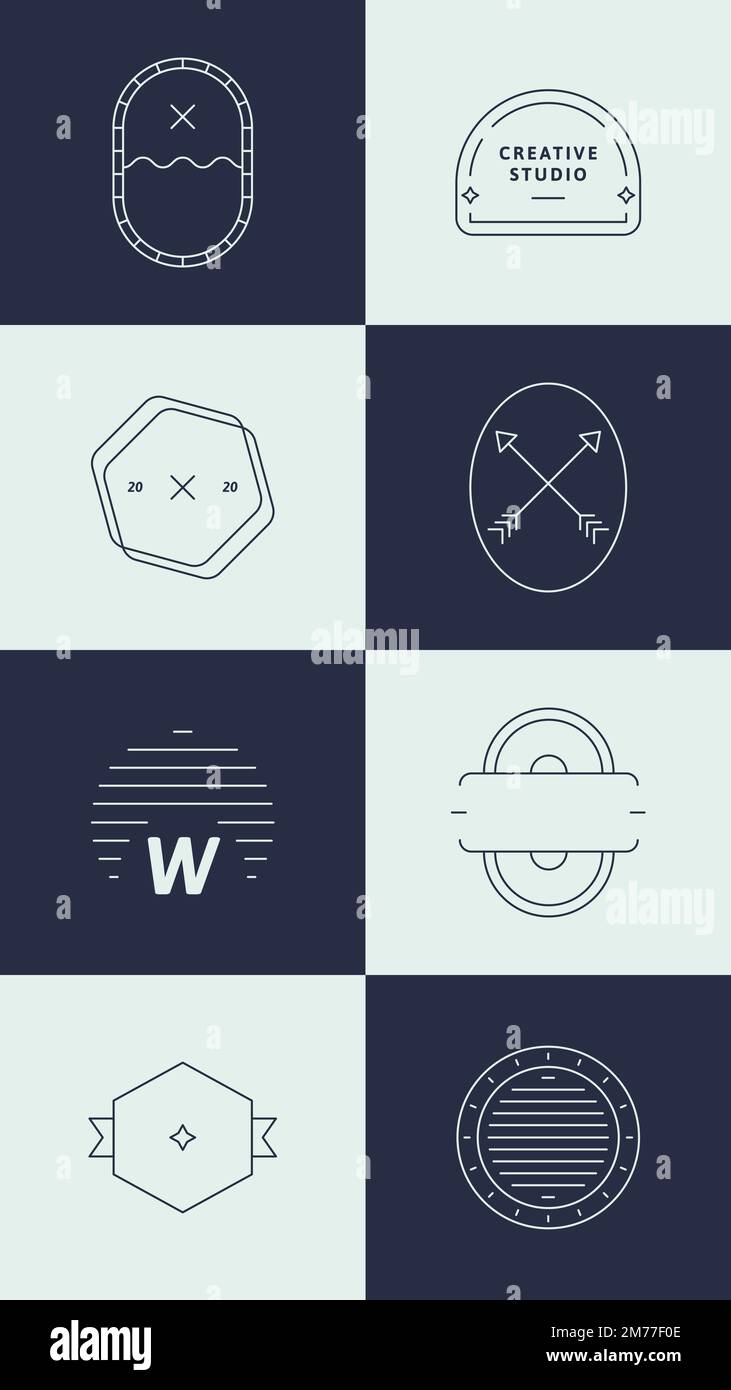 Blue badges vectors collection on a blue background Stock Vector Image ...