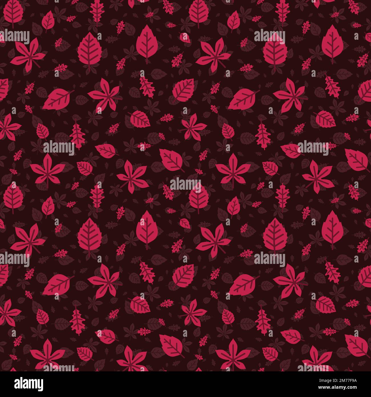 Vector Magenta autumn and spring leaves repeat pattern background ...