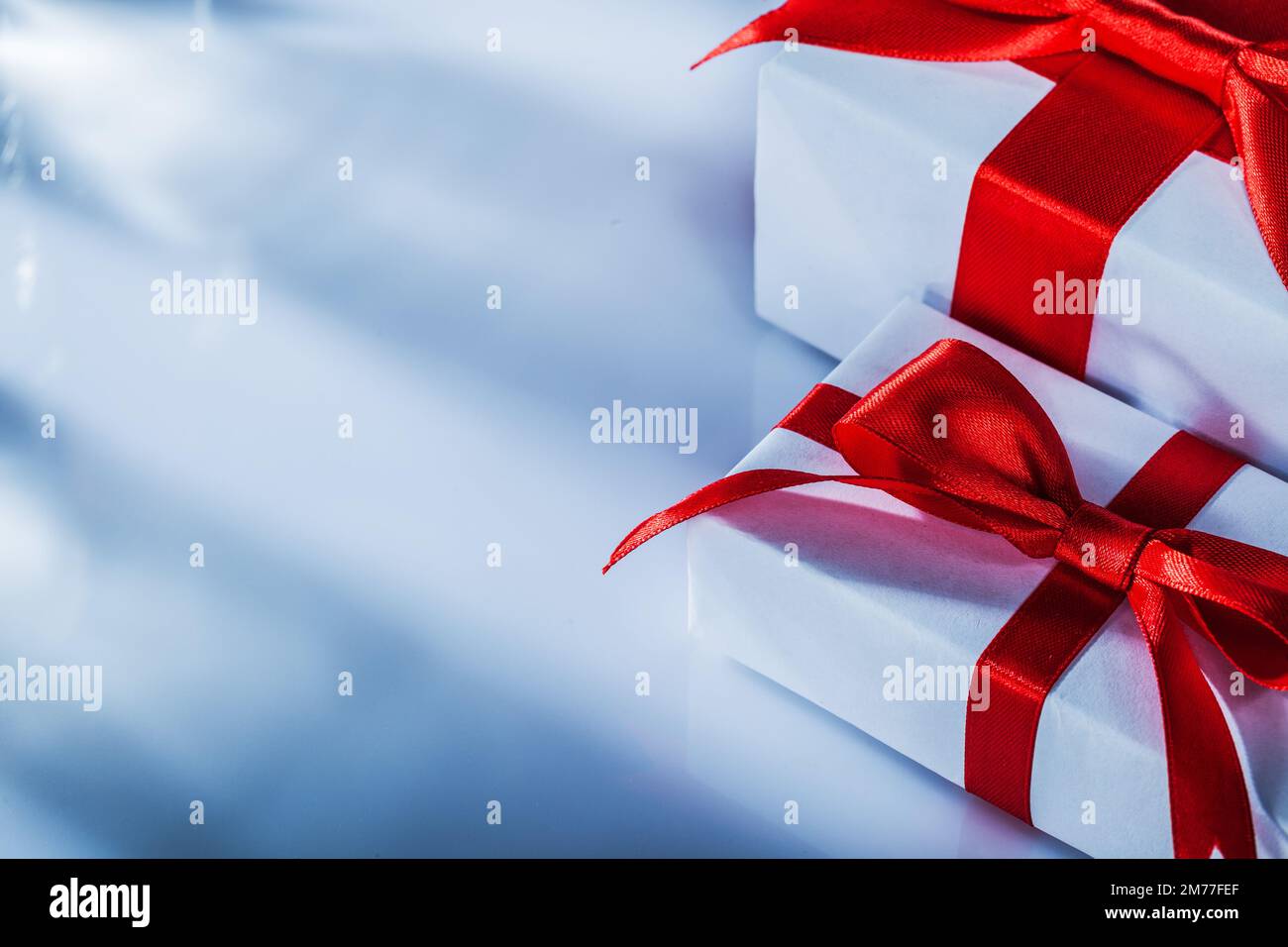 Set of red present boxes on white background Stock Photo - Alamy