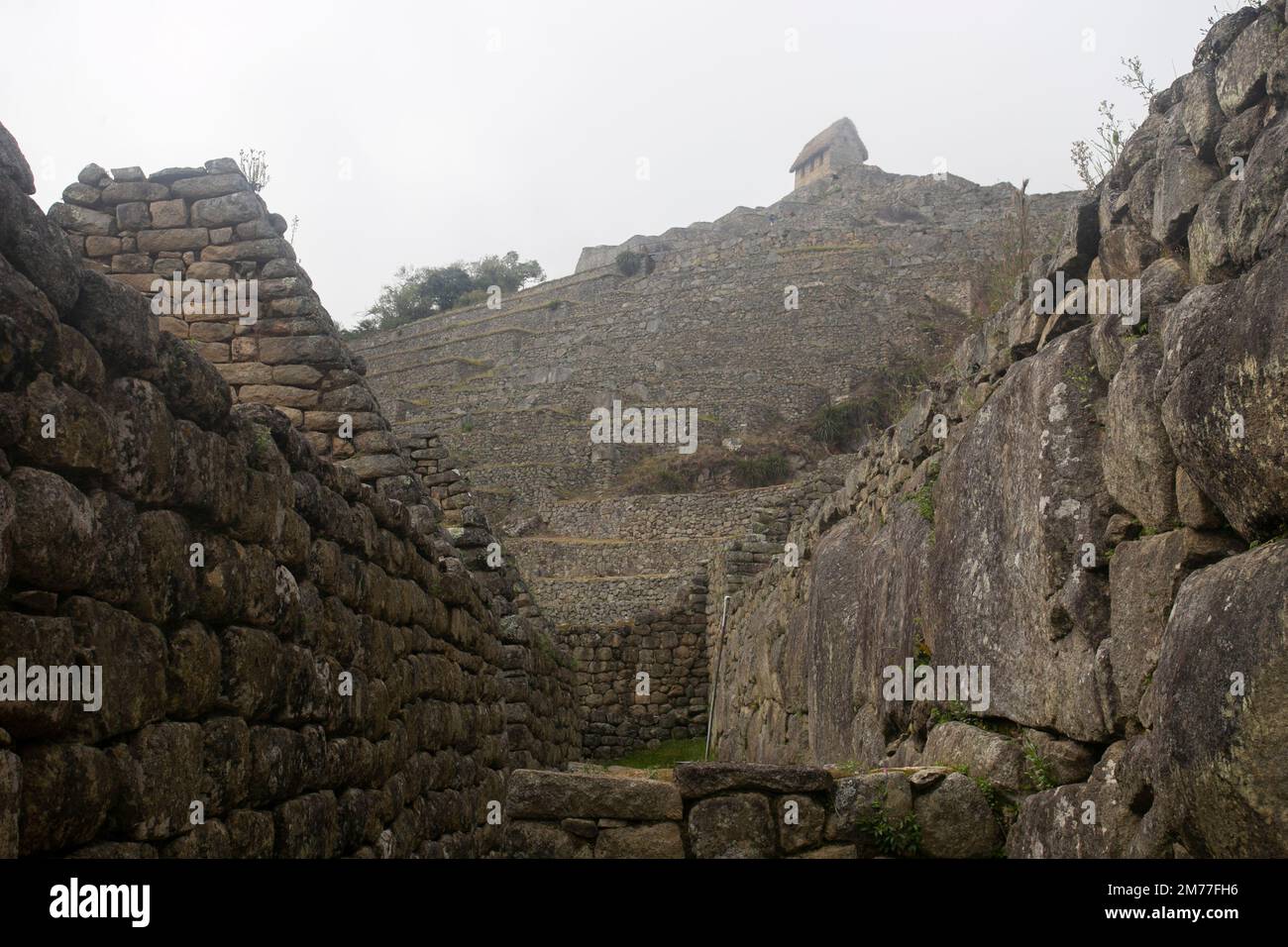 Details of the ancient Inca citadel of the city of Machu Picchu in the ...