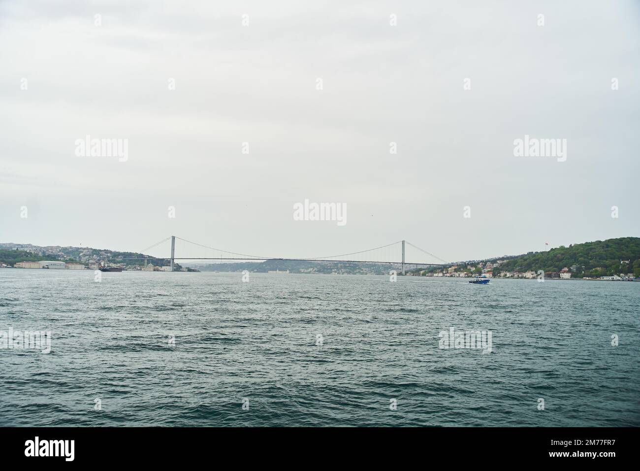 The Bosphorus Strait. View of the Bosphorus Bridge from afar in ...