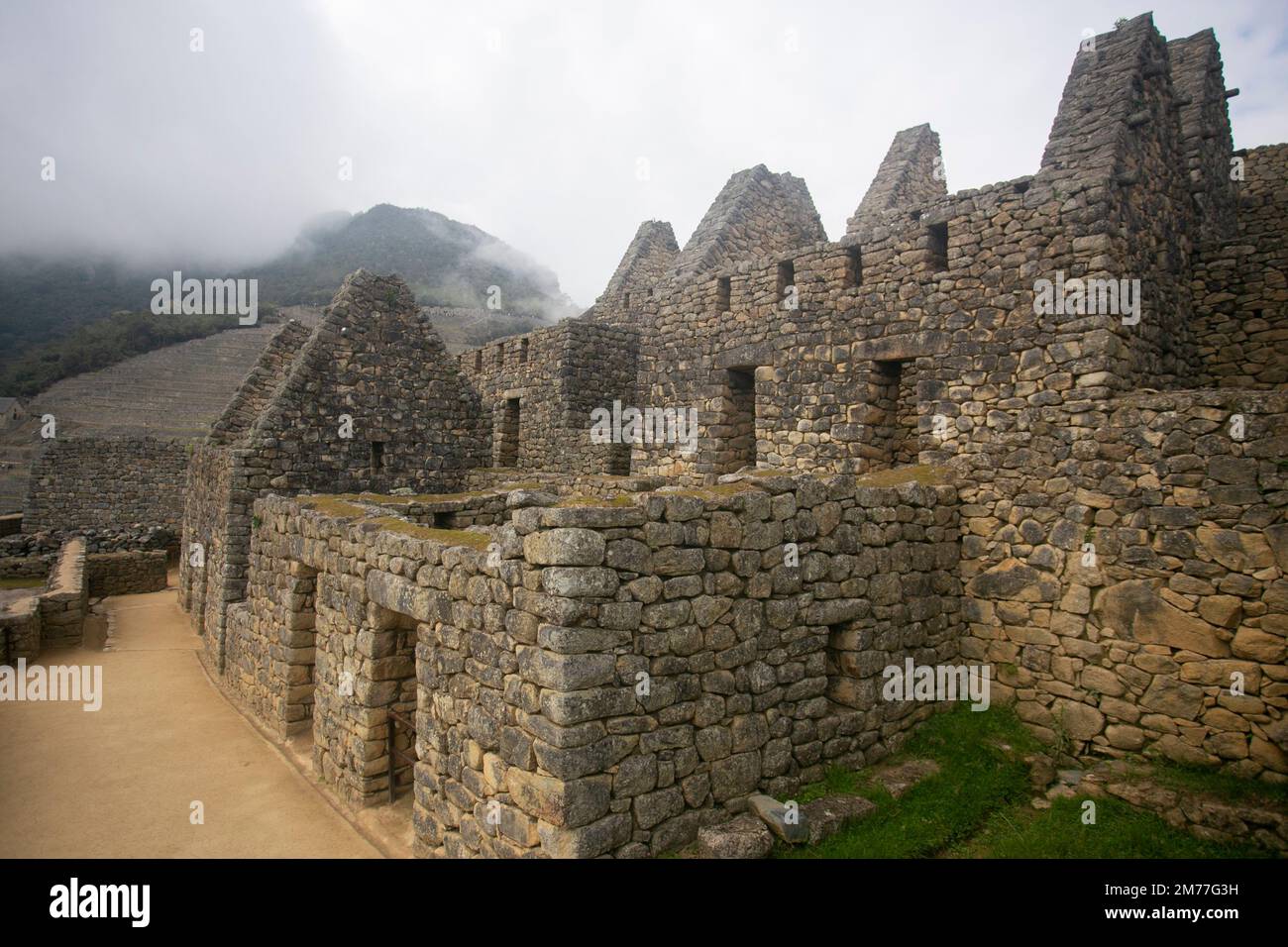 Details of the ancient Inca citadel of the city of Machu Picchu in the ...