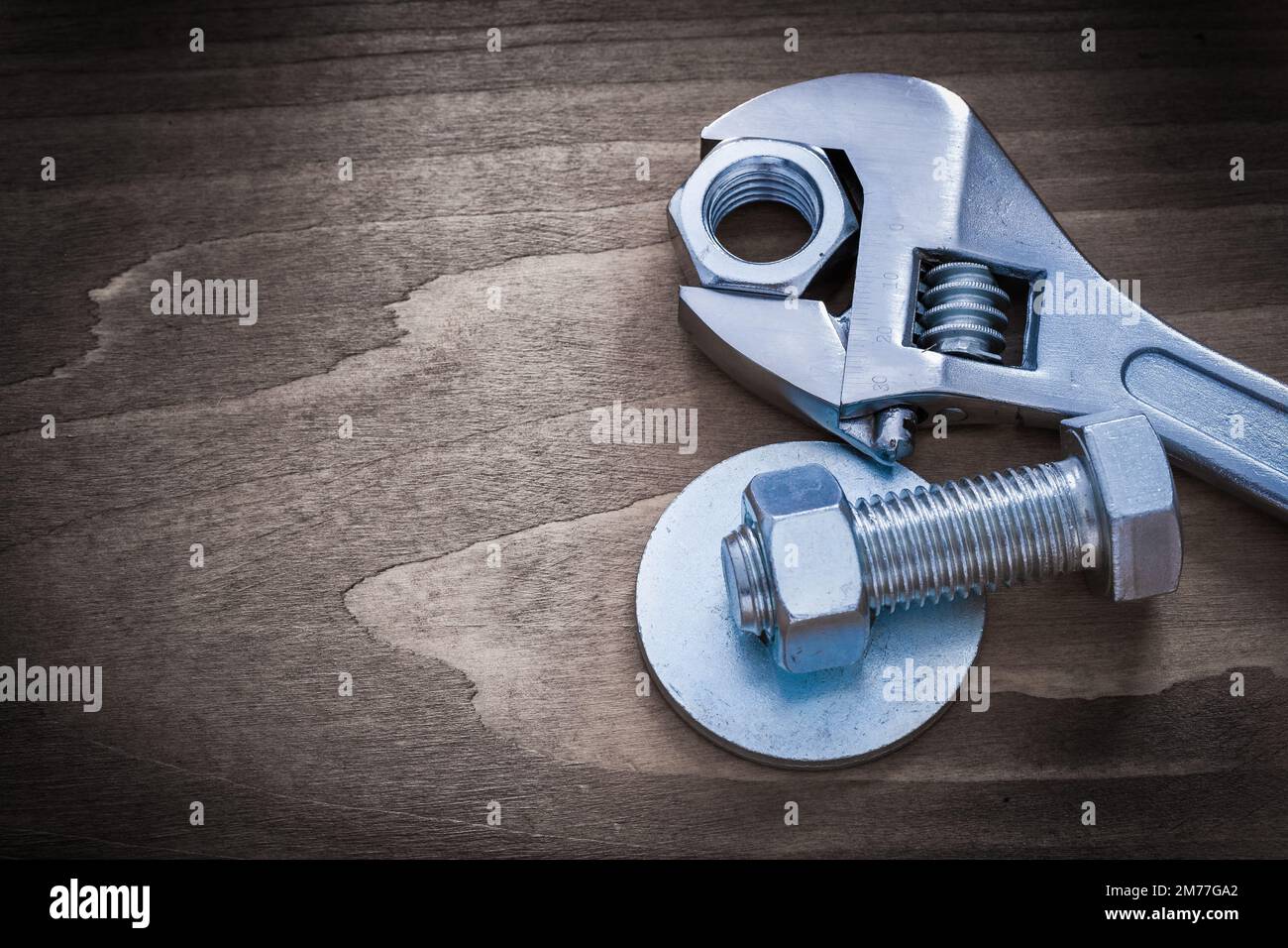 Stainless adjustable spanner bolt washer screw-nut and screwbolt Stock ...