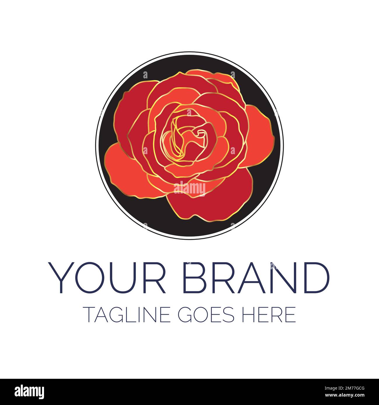 Beautiful Rose Logo. Feminine Red Round Flower Logotype for Business ...