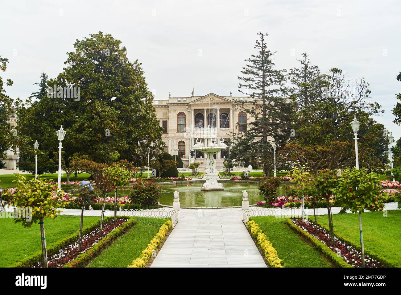 View of the amazing architecture of Dolmabahce Palace in Istanbul Stock ...