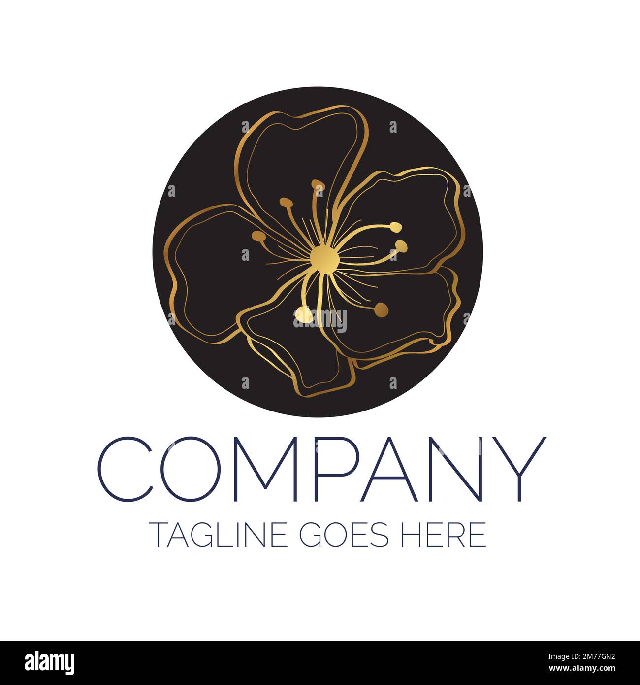 Black and Gold Round Floral Logo. Elegant Flower Emblem Stock Vector ...