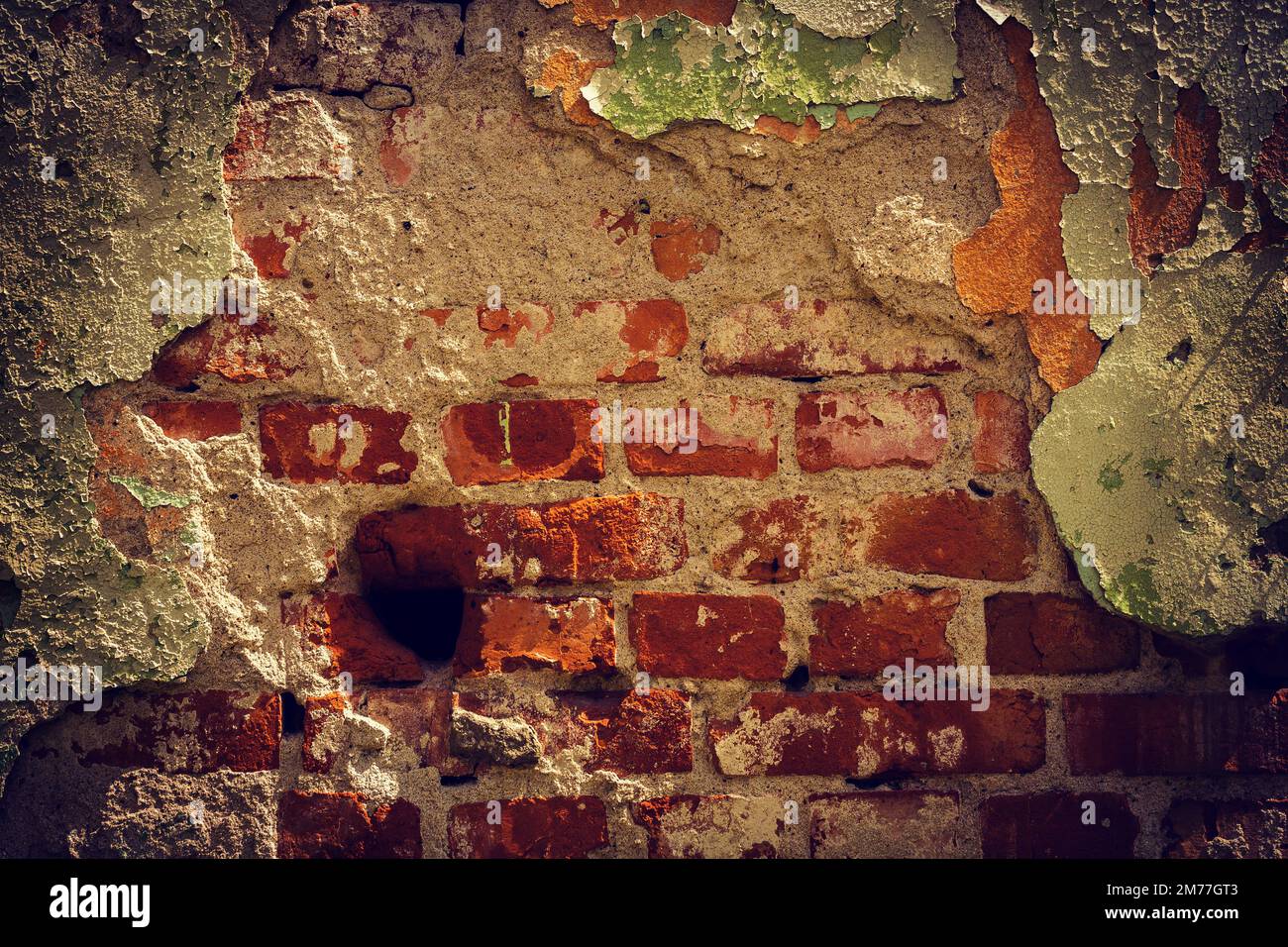 texture of old damaged brick wall insagram sttile Stock Photo - Alamy