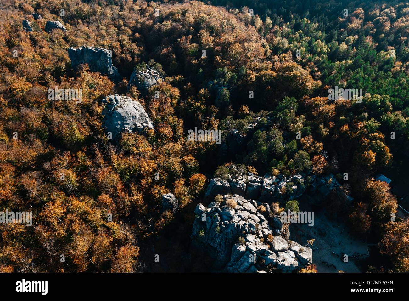 Dovbush rocks and a view of them from a height, a photo of Dovbush ...