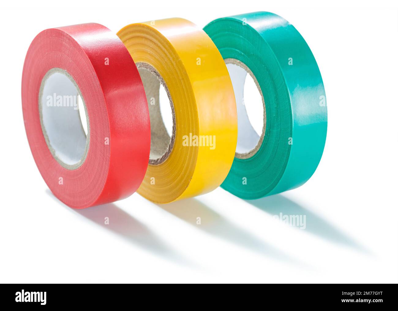 three colored rolls of insulate tape isolated Stock Photo - Alamy