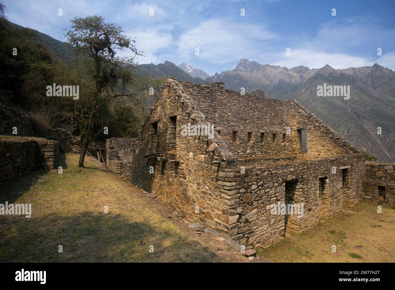 Ruins of Choquequirao, an Inca archaeological site in Peru, similar in ...