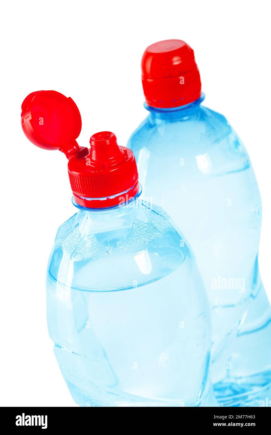 tops of two bottles with water Stock Photo - Alamy