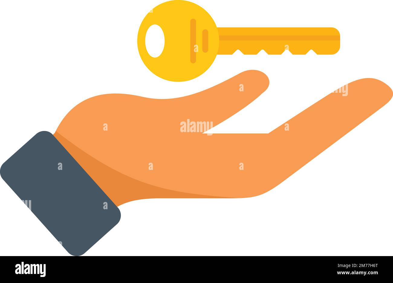 Take house key icon flat vector. Service agent. Person call isolated ...